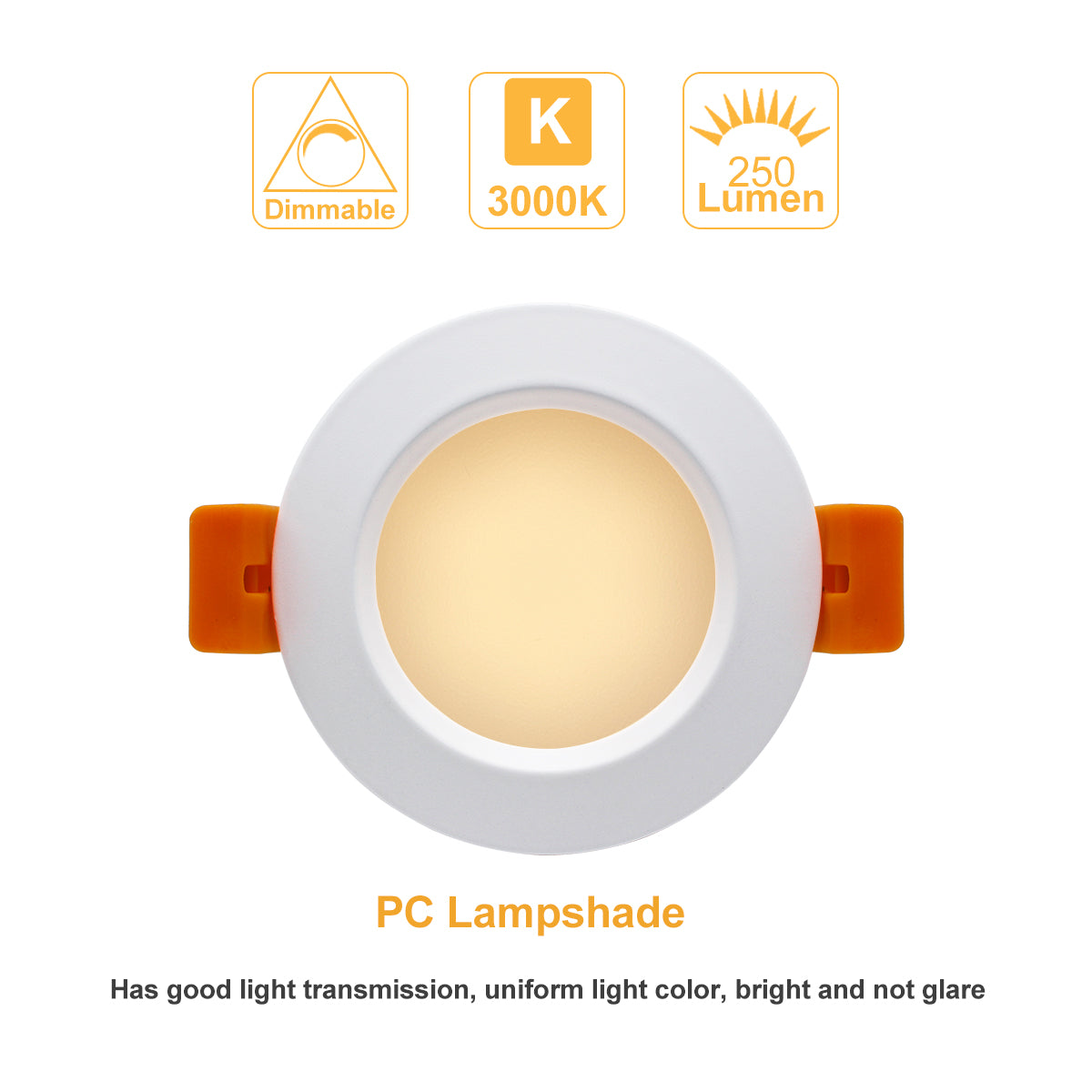 2 Inch LED Recessed Lighting Dimmable Downlight, 3W(35W Halogen Equiva ...