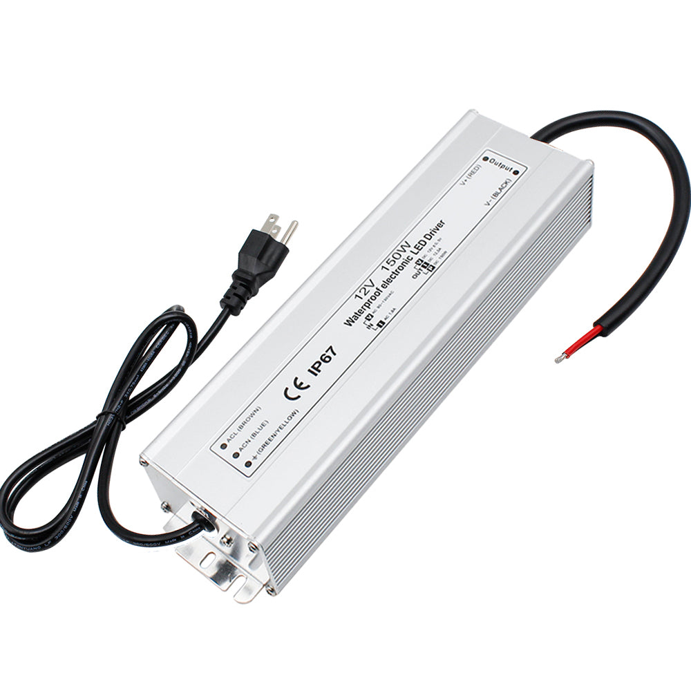 12V LED Power Supply 150W, Waterproof Low Voltage Transformer, 12 Volt ...